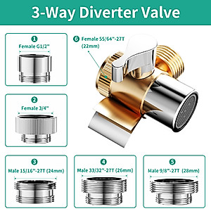 HEROBAI Sink Hose Sprayer Attachment for Faucet, 3 Mode Shower Head Attaches to Tub Faucet with 5 Adapters, High Pressure Shower Head for Bathtub, Handheld Showerhead with Filter (Chrome)