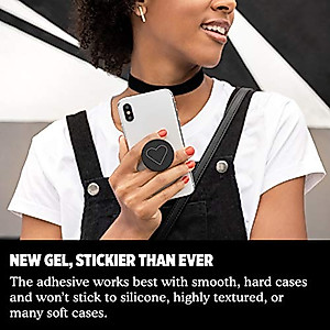 PopSockets: Phone Grip with Expanding Kickstand, Pop Socket for Phone - White Heart Black