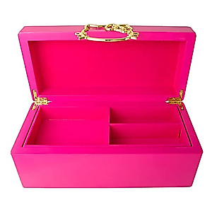 Hello Kitty Gold Icon Pink Lacquer Wood Jewelry Box Jewelry Organizer, Officially Licensed