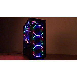 ApexGaming F601 Eye of Lightning MidTower Gaming Case Pre-Installed LED RGB Strip and RGB Cooling Fan/Clear Tempered Glass SidePanel, DuskFilter & Rear Cooling Fan