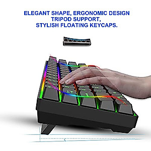 Snpurdiri 60% Wireless Gaming Keyboard and Mouse Combo,LED Backlit Rechargeable 2000mAh Battery,Small Membrane But Mechanical Keyboard + 6D 3200DPI Mice for Gaming,Business Office