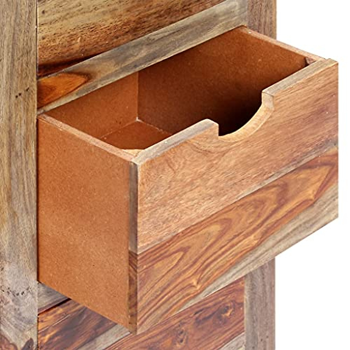 vidaXL Solid Sheesham Wood Drawer Cabinet Rustic Sturdy 4 Compartments Compact Practical Polished Home Furniture Highboard