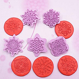 BYBYCD Mandala Lace Pattern Embossing Die Plastic Stamp Cutter Flower Pattern Molds Cookie Polymer Clay Sculpture Texture Fondant Stamp 5pcs/set