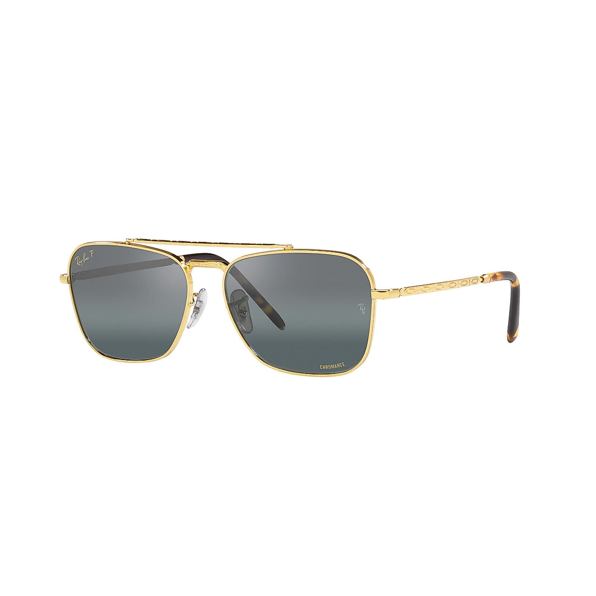 Ray-Ban RB3636 New Caravan Square Sunglasses, Legend Gold/Polarized Clear Gradient Dark Blue, 58 mm