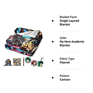 Anime My Hero Cartoon Throw Academia Blanket Flannel Soft Cozy Warm Lightweight Blankets for Travelling Camping Living Room Sofa Bedroom Decor Gifts (My Hero Academia Blanket, 60in*80in)
