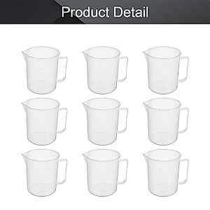 Othmro 9PCS 16oz Measuring Cup, PP Plastic Graduated Beaker, Transparent Measuring Pitcher with Handle for Lab Kitchen Liquids(500ml)
