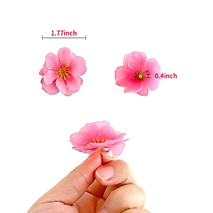 HOKPA Artificial Silk Cherry Blossom Flower Heads, Fake Fabric Sakura Floral Head Decor for Bridal Hair Clips Headbands Dress DIY Accessories Wedding Party Supply Table Decorative (100pcs Pink)