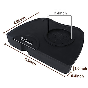 Espresso Tamper Mat, Food Safe Silicone Coffee Tamp Mat Anti-Slip, Corner Tamping Pad Non-Slippery Soft Odorless Holder Pad Black for Barista Tool Home Kitchen Office Bar Shop Worktop by BooTaa