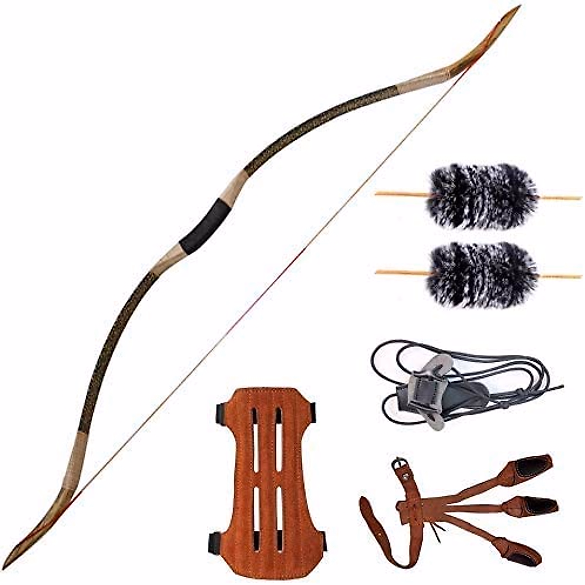 IRQ Archery Recurve Bow 5Set,Traditional Hunting Longbow for Shooting Target Wooden Handmade (30 LBS)