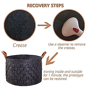 boldmonkey Blanket Basket, 20"x 20"x13" XXXLarge Felt Laundry Baskets Nursery Storage Living Room Round for Toy, Clothes, Kids, Bedroom(Dark Gray)