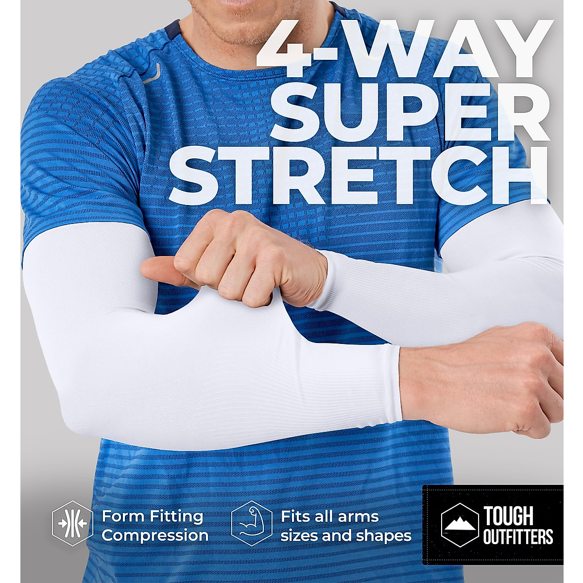 Tough Outdoors Sun Protection Sleeves - UV Arm Sleeves for Men and Women - Golf Cooling Arm Sleeves - Baseball Sun Sleeves