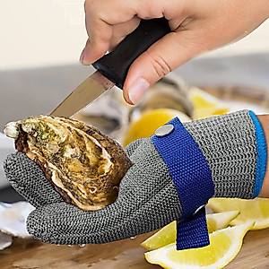 TS 2.0 ANSI A9 Cut Resistant Glove Stainless Steel Mesh Metal Wire Glove Durable Rustproof Reliable Cutting Glove for Meat Processing, Food Cutting (Medium）