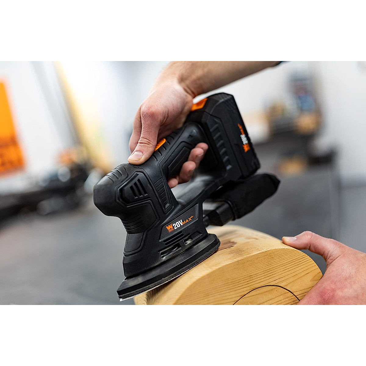 WEN Cordless Palm Sander with 20V Max 2.0 Ah Lithium-Ion Battery and Charger (20401) Black