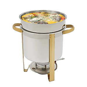 7L/7.4Qt Commercial Soup Kettle Warmer, Stainless Steel with Dish Buffet Server Food Warmer Chafing with Lid for Soup (Gold)