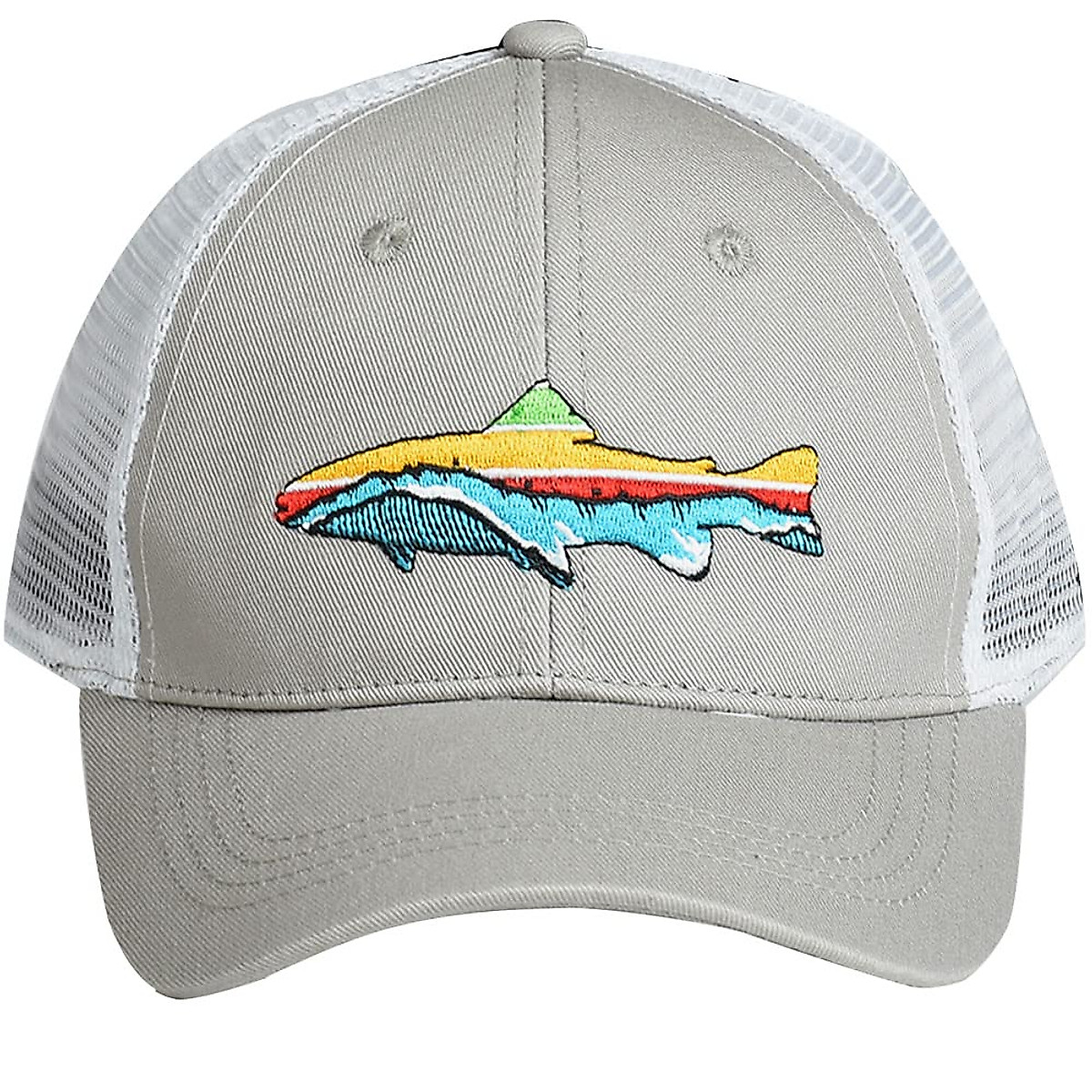 EDTREK Breathable Fishing Trucker Hats for Men and Women - Unique Fish Embroidery for Anglers (Cool Grey)