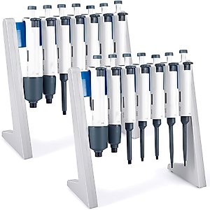 eLabPal 2PCS Pipette Stand, Laboratory Plastic Linear Micropipette Rack, Pipettor Holder, Fits Up to 7-8 Pipettes, Pack of 2(Pipettes Not Included)