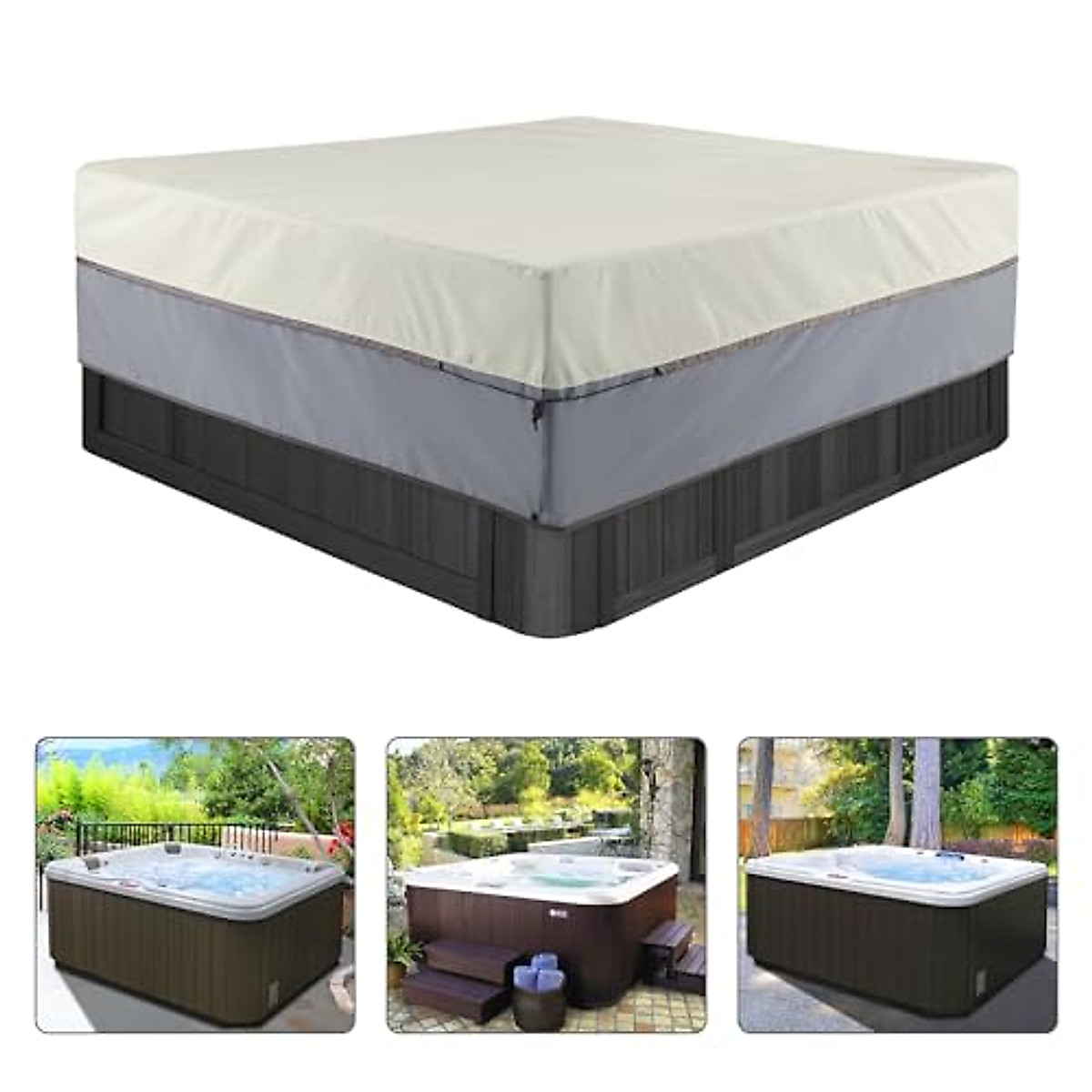 STEECA Waterproof Hot Tub Cover Outdoor Square SPA Hard Cover Protector 76 x 76 x 20H inch