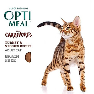 OPtimeal Grain Free Cat Food - Proudly Ukrainian - Healthy Cat Food Dry Recipe for Gut Health, Tasty Dry Cat Food with Immunity Support for Adult Cats (3.3 lbs, Turkey & Veggies)