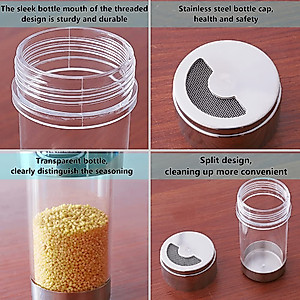 Newness Mesh Shaker or Salt Shaker, Stainless Steel Salt Dispenser, Clear Acrylic Seasoning Fine Mesh Shaker with Rotating Cover, 3.7 Ounces (110 Milliliter)
