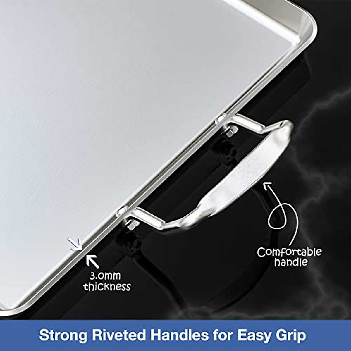 DOBADN Stainless Steel Double Burner Griddle, 18'' x 11.5'' Grill Skillet for Medium or Low Heat Double Burner Gas Grill, Double Burner Electric Stovetop