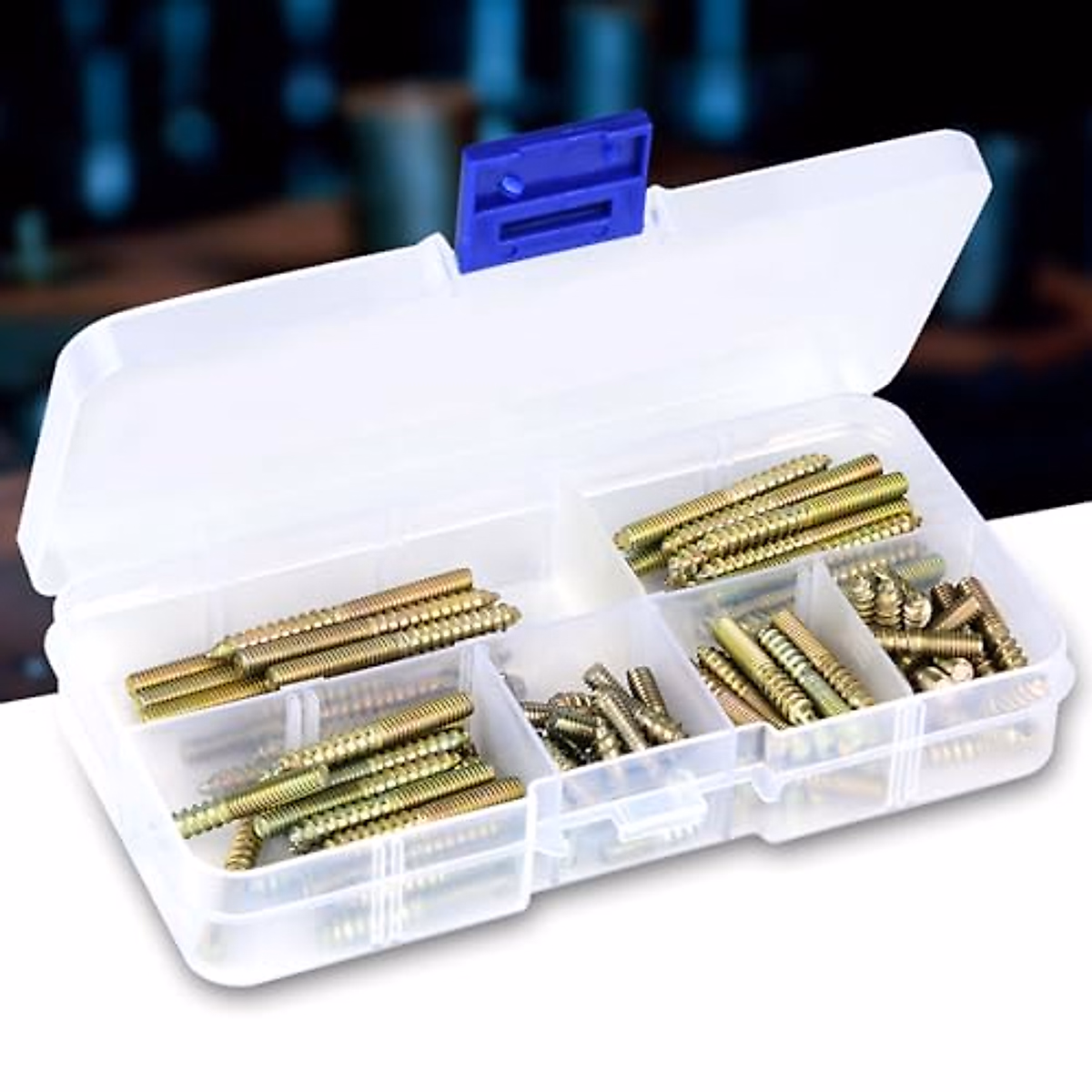 Fafeicy 110pcs M4 Dowel Screws, Woodworking Furniture Connector Double Ended Screw Hanger Bolt Zinc Plating Self Tapping Thread Screw