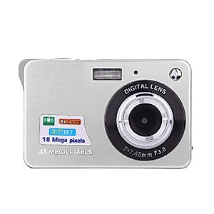 AMAMIA Durable Smart Camera 48 Megapixels HD-Compatible Vintage Multifunctional Travel Selfie Video Macro Shot Digital Camera Kids Gift Silver