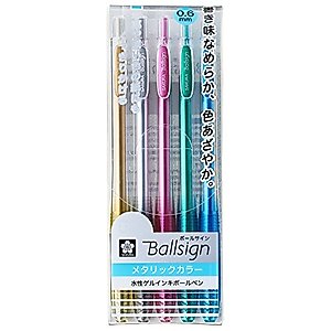 SAKURA Ball Sign Knock Gel Ink Pen, 5 Metallic Color Assorted (GBR156-5A)