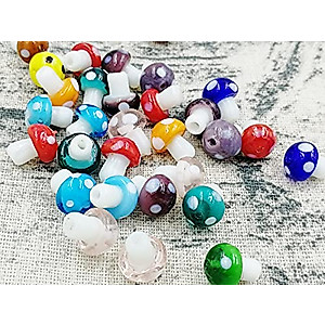 Mushroom Bead, 30 pcs Mushroom Handmade Lampwork Beads,Mushroom Charms Glass Beads Mushroom Shape Spacer Loose Beads for DIY Jewelry Bracelets Necklace Making Decorations