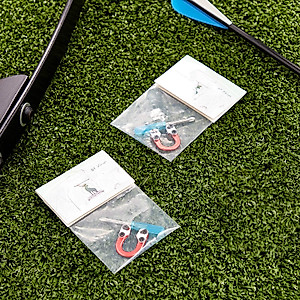 2 Sets Archery D Loop Compound Bow Metal U Nock D Ring Buckle Release Nocking Loop with Screwdrivers for Hunting Installation Accessories (Red)