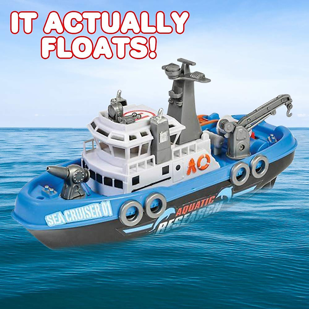 ArtCreativity Aquatic Research Vessel, BatteryOperated Toy Ship for Kids, Floats in Water, Floating Bathtub and Pool Toy for Boys and Girls, Best Birthday Gift for Children