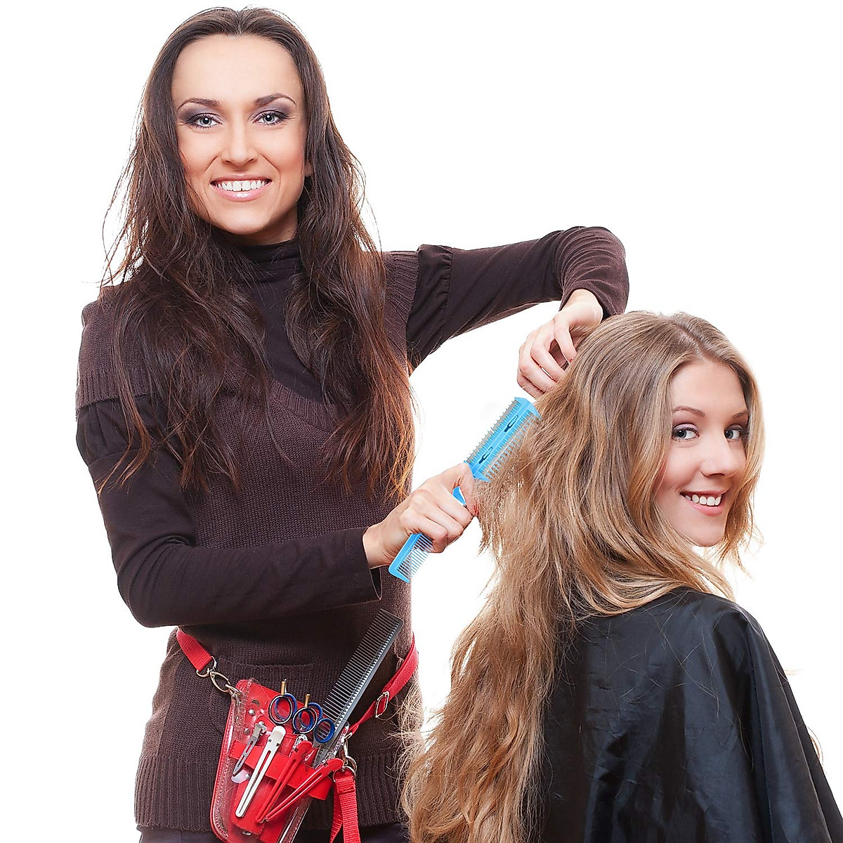 Maitys 3 Pcs Razor Comb with 10 Pcs Razors, Hair Cutter Comb Cutting Scissors, Double Edge, Slim Haircuts Tool