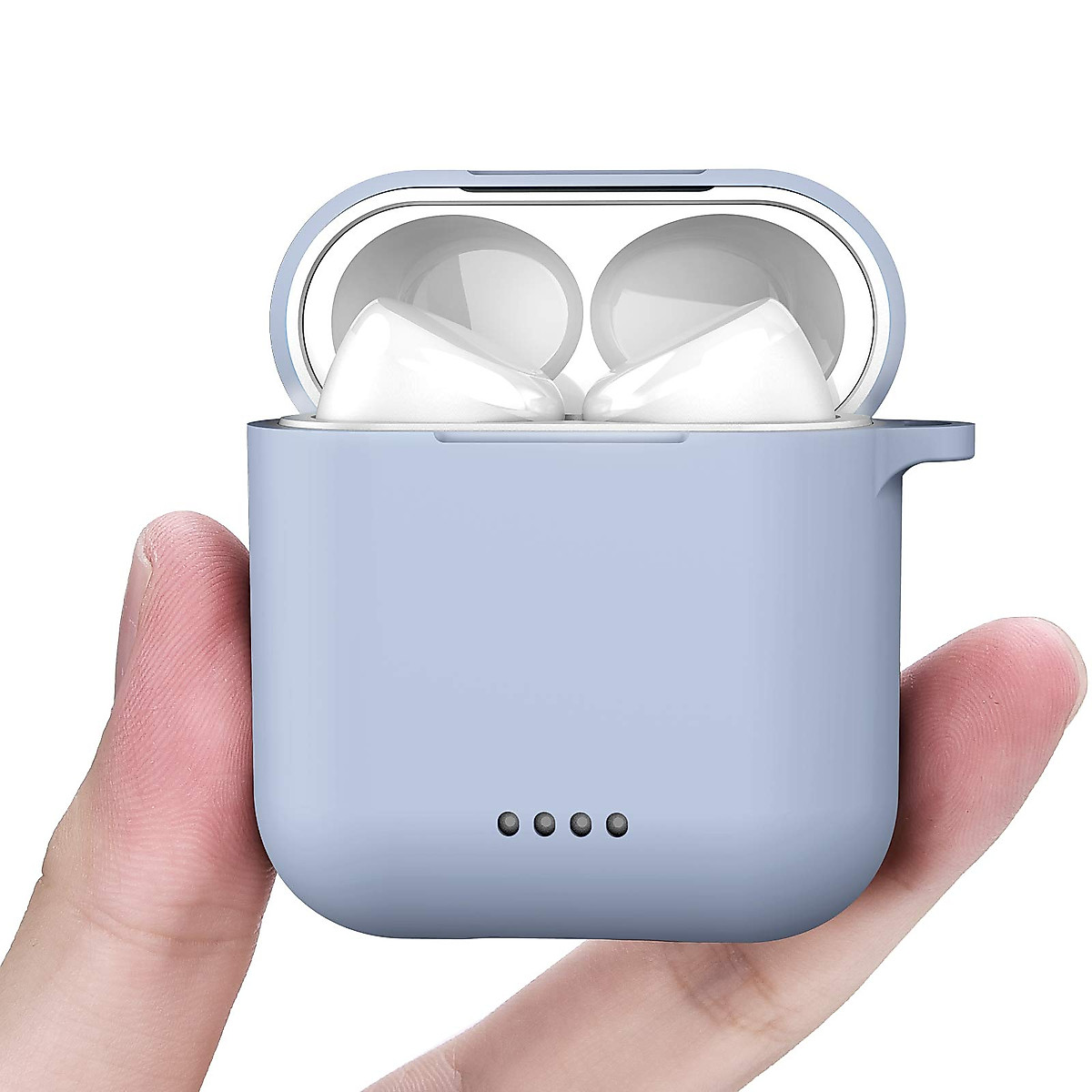 TOZO T6 Protective Silicone Case Shockproof Soft Skin Cover for TOZO T6 Earbuds with Front LED Visible and Keychain Sky Blue