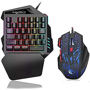 Raxinbang Keyboard One-Handed Mechanical Mini Gaming Keypad Adjusted LED Backlit Ergonomic Game Controller with 1.5m Line for LOL/PUBG/Wow/Dota/OW