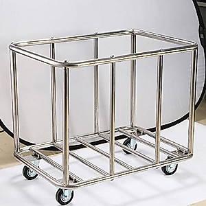 XIJIXILI Commercial Laundry Cart with 4 Inch Wheels Heavy Duty Basket Trucks 10 Bushel (350L) Large Industrial Rolling Laundry Cart Hamper with Removable Liner Bag 260 LBS Weight Capacity