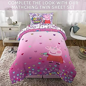 Franco Peppa Pig Pink Heart Kids Bedding Super Soft Microfiber Sheet Set, Twin, (Official Licensed Product)