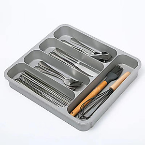 MODGAL Silverware Organizer,Silverware Drawer Organizer Flatware Organization Holder - 6 Slots Flatware Organizer Expandable, Silverware Tray for Efficient Spoon, Fork, Chopsticks Storage