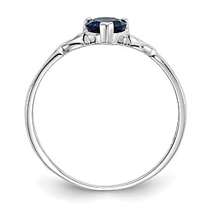 IceCarats 10K White Gold Blue Sapphire Heart Love Ring Gemstone Band September Birthstone Jewelry Size 6