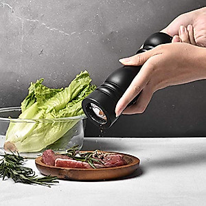 BILL.F Salt and Pepper Grinder Wooden Pepper Mill Grinder Salt Pepper Shakers Set of 2 with Adjustable Ceramic Rotor- 7 Inch