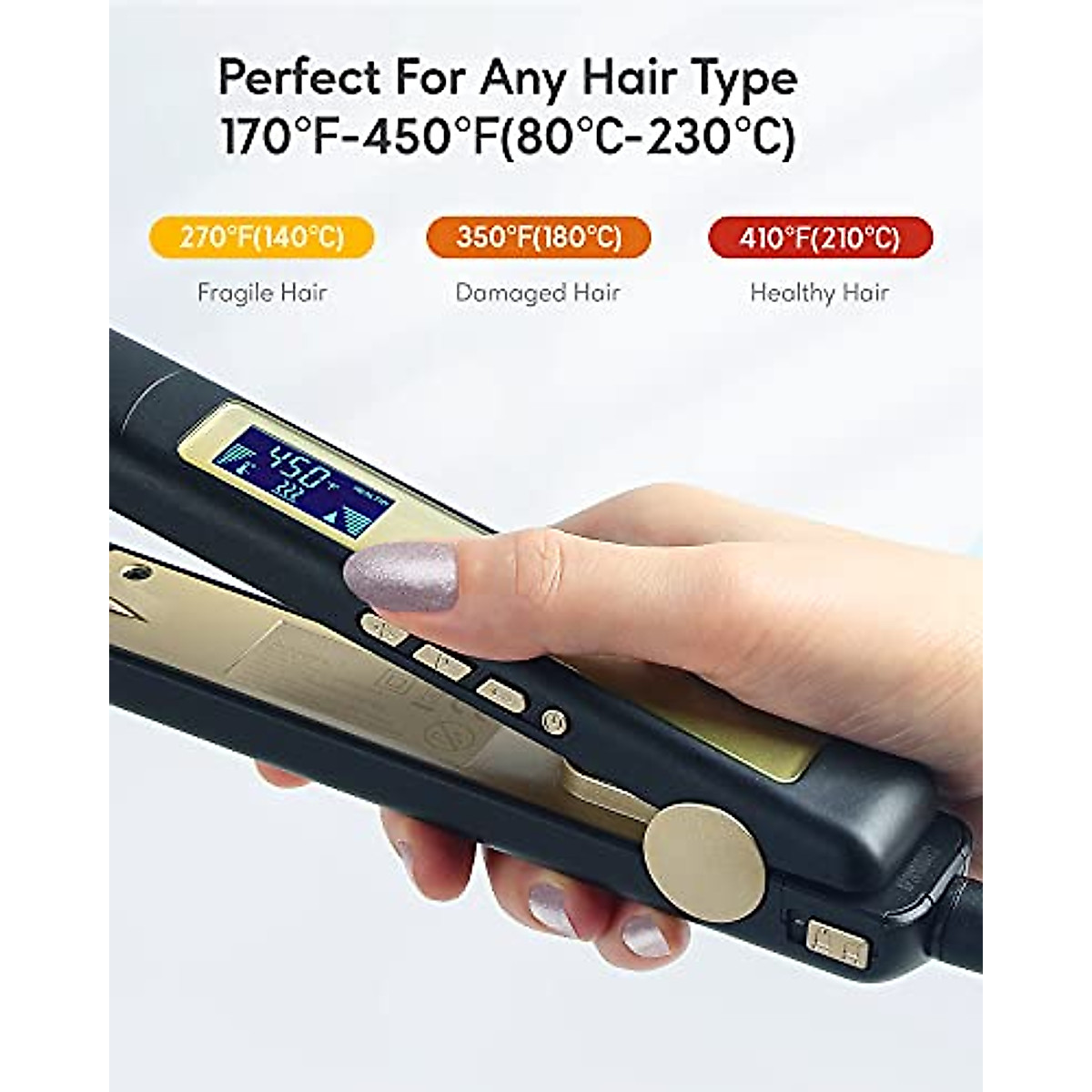 Professional Hair Straightener Titanium Flat Iron for Hair Makes Hair Shiny Dual Voltage Flat Iron Heats up Fast, Black