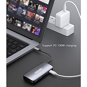 Port Expander USB C Docking Station 7 in 1 USB C Hub Multiport Adapter with HDMI, PD 100W, SD/TF Card Reader, 3 USB 3.0 Port USB C Dock USB Splitter