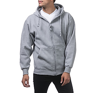 Pro Club Men's Heavyweight Full Zip Fleece Hoodie, Heather Gray, Large