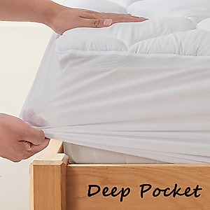 Cosybay King Size Fitted Mattress Pad, Bedding Quilted Noiseless Mattress Protector Stretches up to 18 Inches Deep, Breathable Bed Matress Cover 78x80 Inches