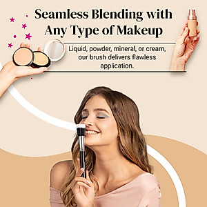 Keshima Duo-Fiber Stippling Brush - Premium Stipple Brush for Powder and Liquid Makeup Foundation