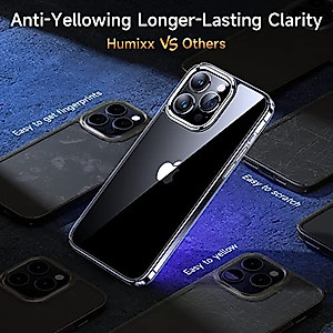 Humixx [5 in 1] for iPhone 14 Pro Case, with 2X Screen Protector + 2X Lens Protector, [20x Anti-Yellowing][12 FT Drop Protection] Clear Shockproof Protective Case for iPhone 14 Pro 6.1 inch