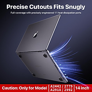 Soonjet for MacBook Pro 14 inch Case 2023-2021 M3 Pro/Max A2918 A2992 M2 A2779 M1 A2442 [100% Match Official Color] [Scientific Slim] Protective Hard Case Matte Cover for Laptop - Space Gray Clear