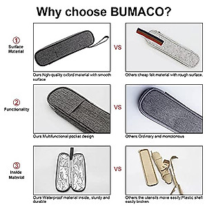 Reusable Utensils Set with Case Portable Travel Utensils Cutlery Set Stainless Steel Flatware Set for Camping 8pcs Including Dinner Knife Fork Spoon Chopsticks Boba Straw (Silver)