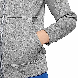 Nike Girl's NSW Full Zip Hoodie, Carbon Heather/White, Large