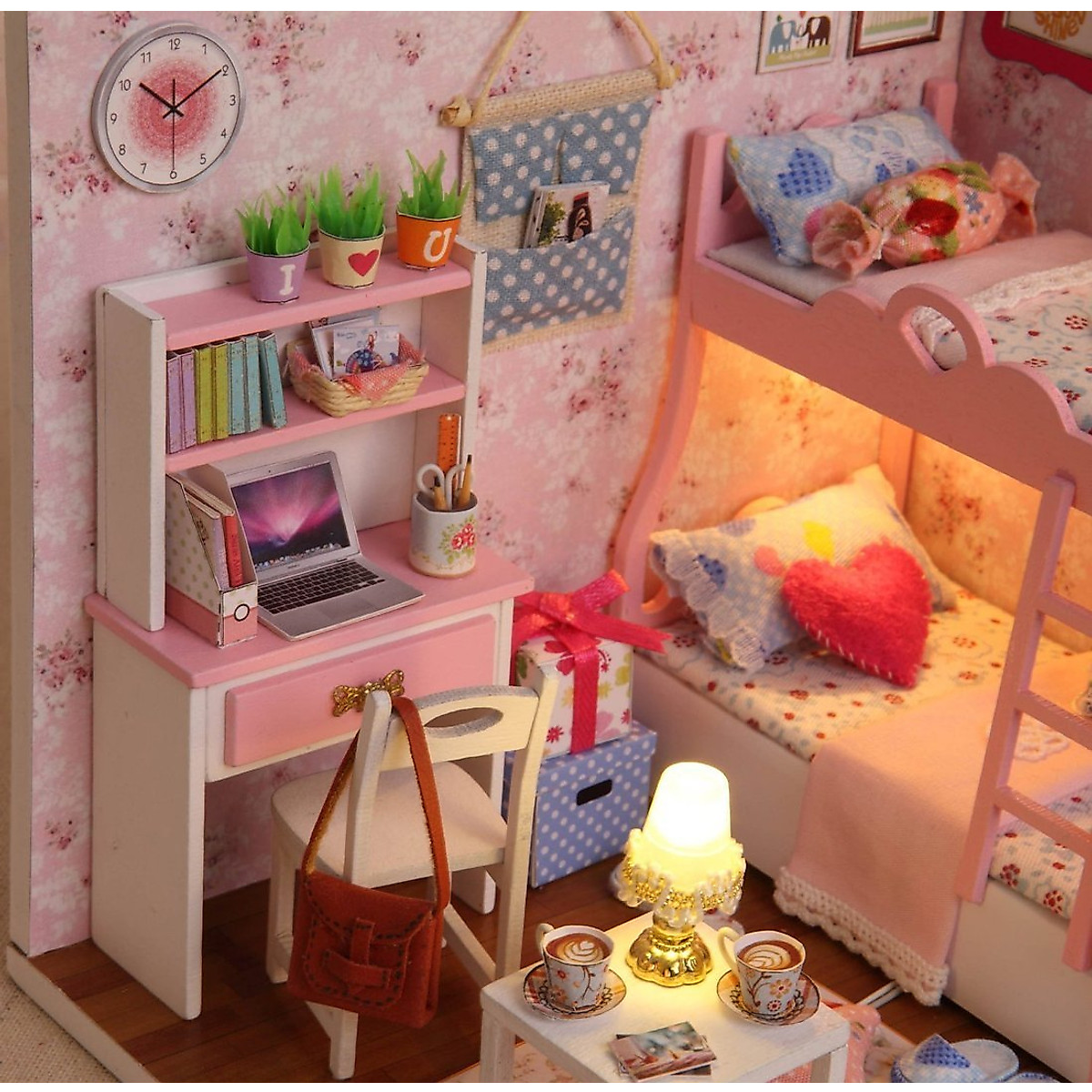 Flever Dollhouse Miniature DIY House Kit Creative Room with Furniture for Romantic Valentine's Gift(Because of Meeting You)