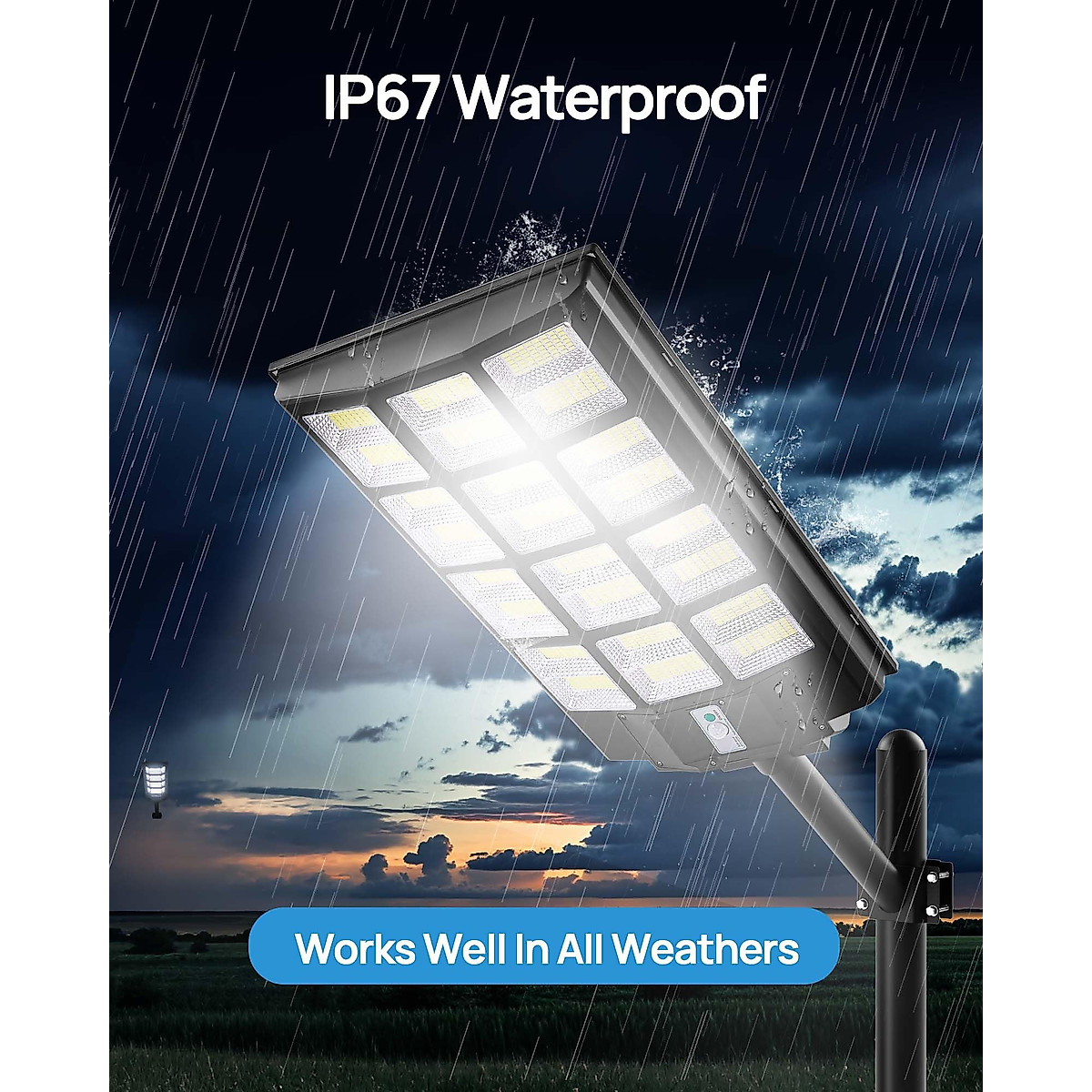 Eontim 4200W Solar Street Lights Outdoor, Commercial Solar Parking Lot Light with Remote Control, Motion Sensor Solar Light Outdoor Waterproof, Dusk to Dawn LED Solar Flood Light for Yard, Outside