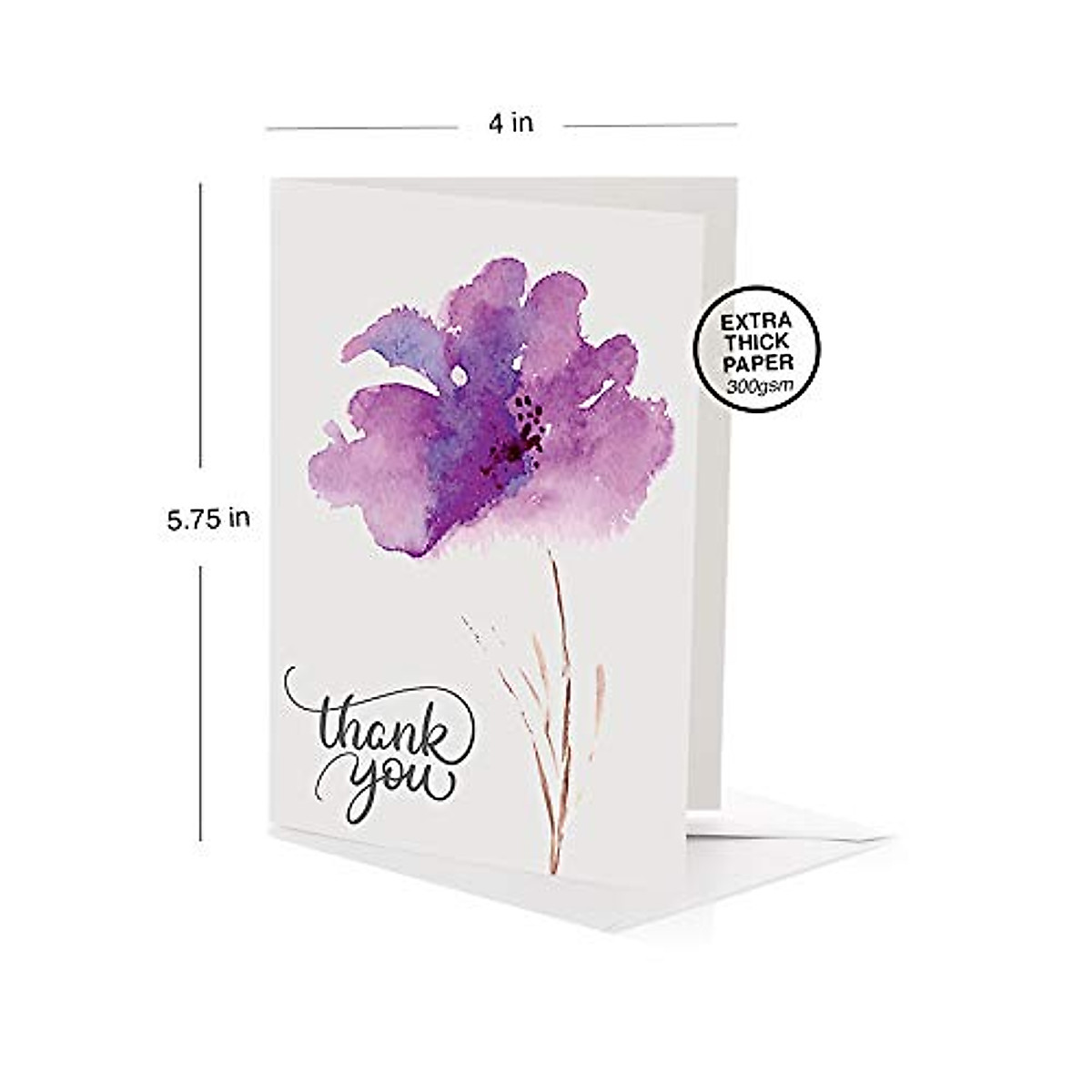 Thank You Cards With Envelopes Bulk 100 Pack - Extra Thick Cards In Beautiful Gift Box.